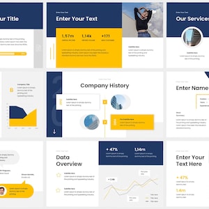 Blue and Yellow Presentation Template, Business Pitch Deck Template ...