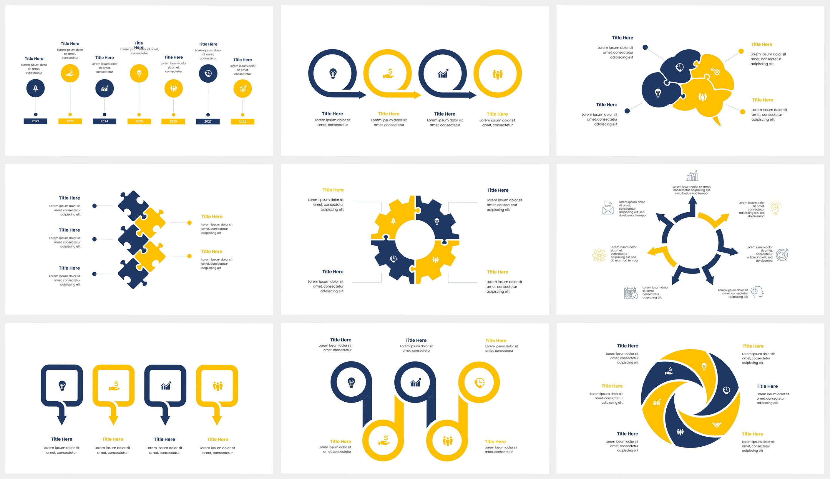Blue and Yellow Presentation Template, Business Pitch Deck Template ...