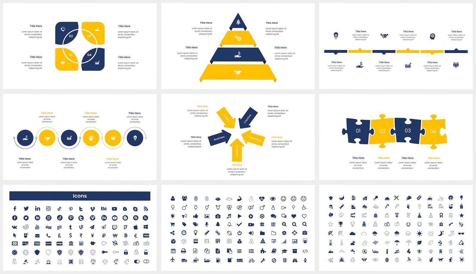 Blue and Yellow Presentation Template, Business Pitch Deck Template ...