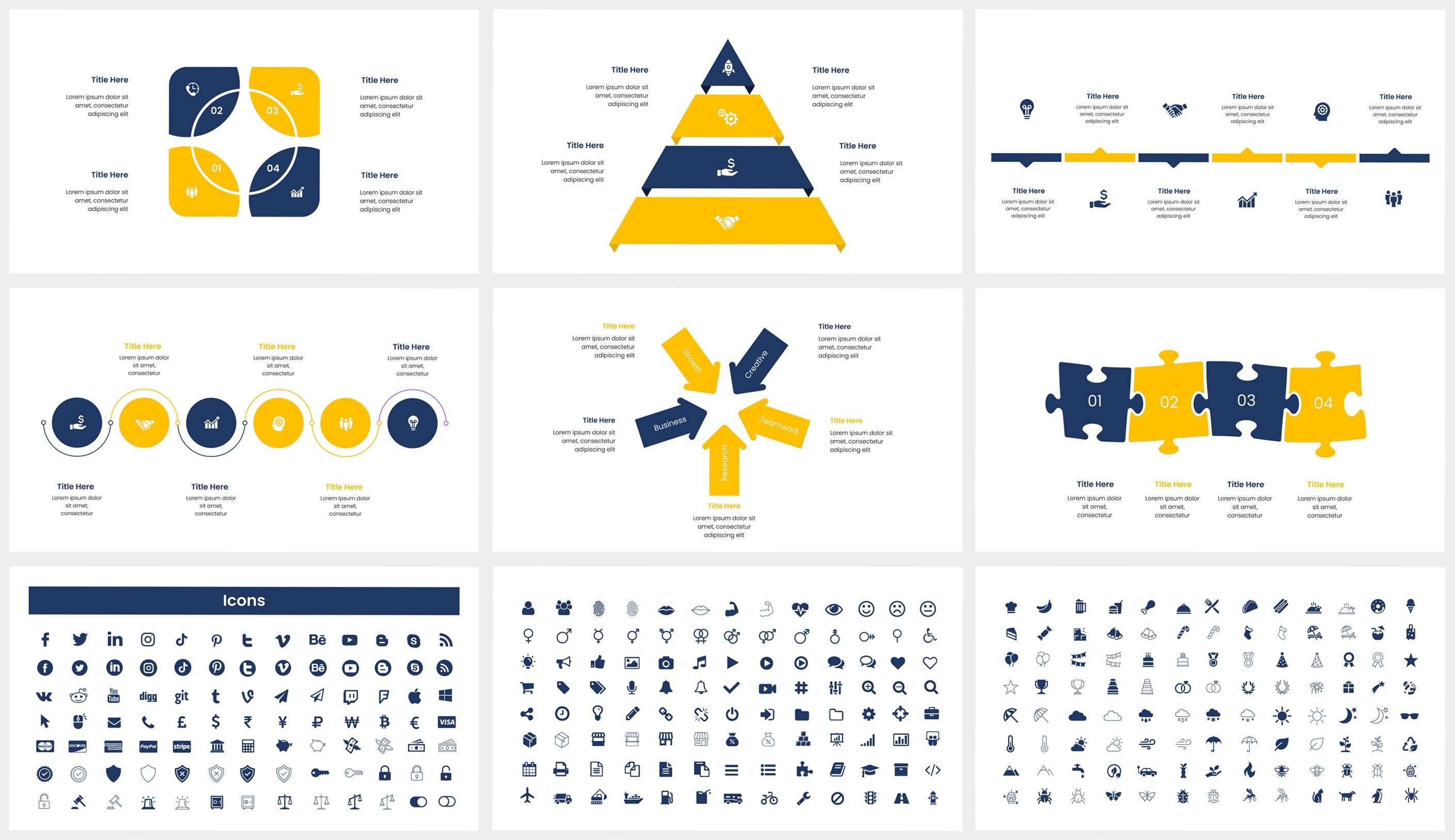 Blue and Yellow Presentation Template, Business Pitch Deck Template ...