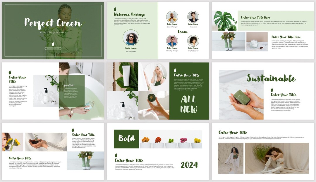 Green Powerpoint Presentation Template, Magazine Style Editable ...