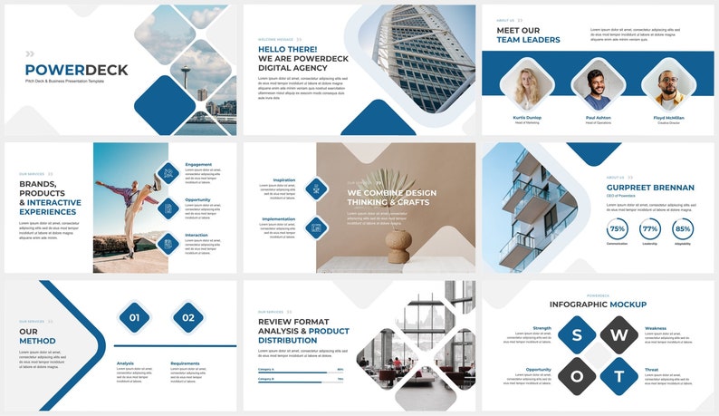 Blue Presentation, Clean Business Pitch Deck Template, Simple ...