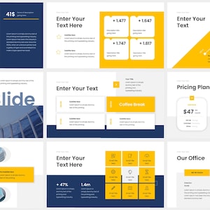 Blue and Yellow Presentation Template, Business Pitch Deck Template ...