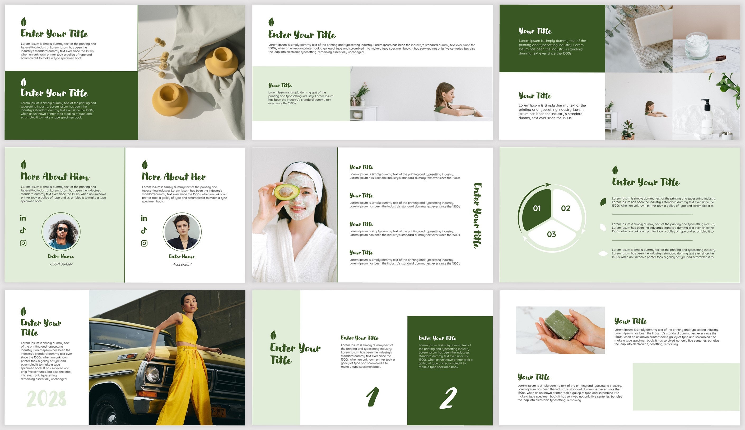 Green Powerpoint Presentation Template, Magazine Style Editable ...