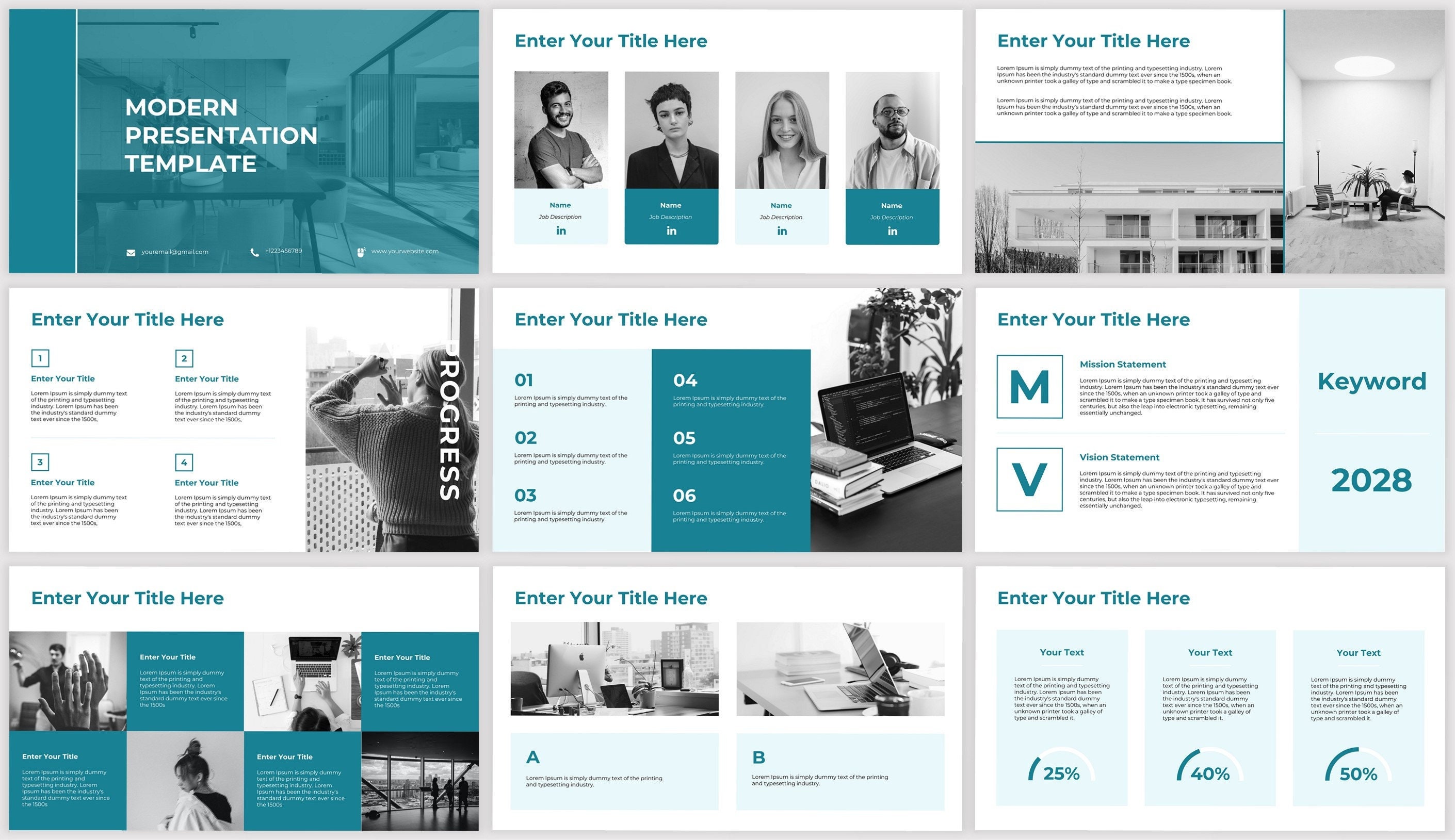 Clean Powerpoint Presentation Template Aqua Blue, Minimal Business ...