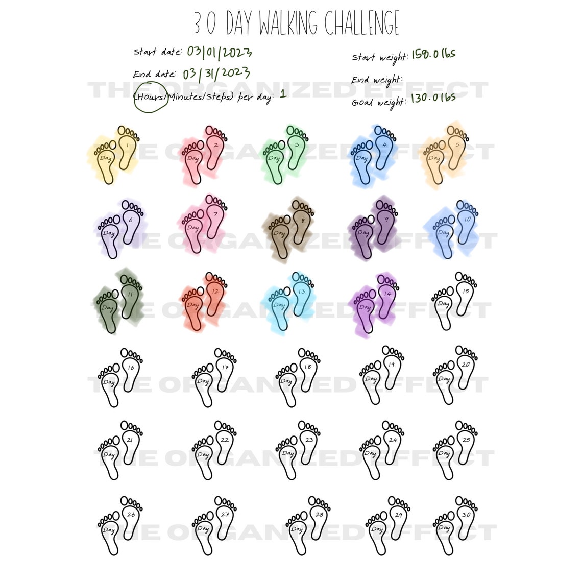 Simple 30 Day Walking Challenge Tracker - Etsy