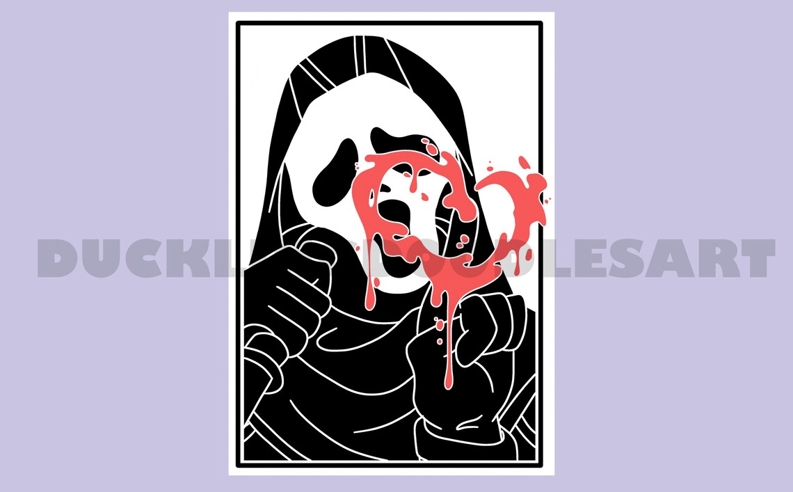 Ghostface Heart Sticker - Etsy
