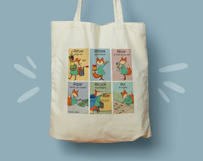 Zero Waste Principles Eco Tote Bag Tote Bag, Reusable Bag, Shopping Bag ...