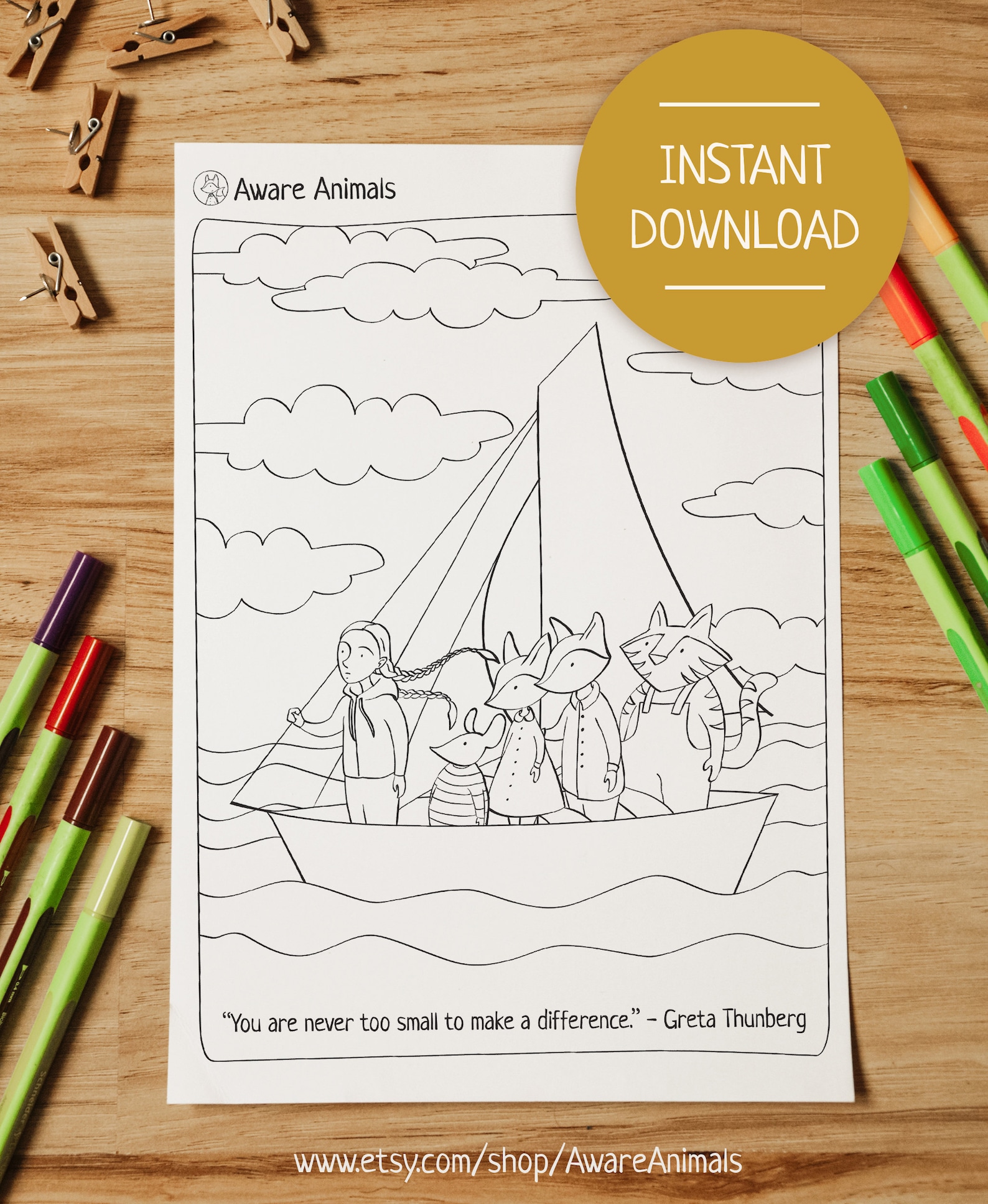 Printable Adult Coloring Page, Animals Illustration, Coloring Sheet ...