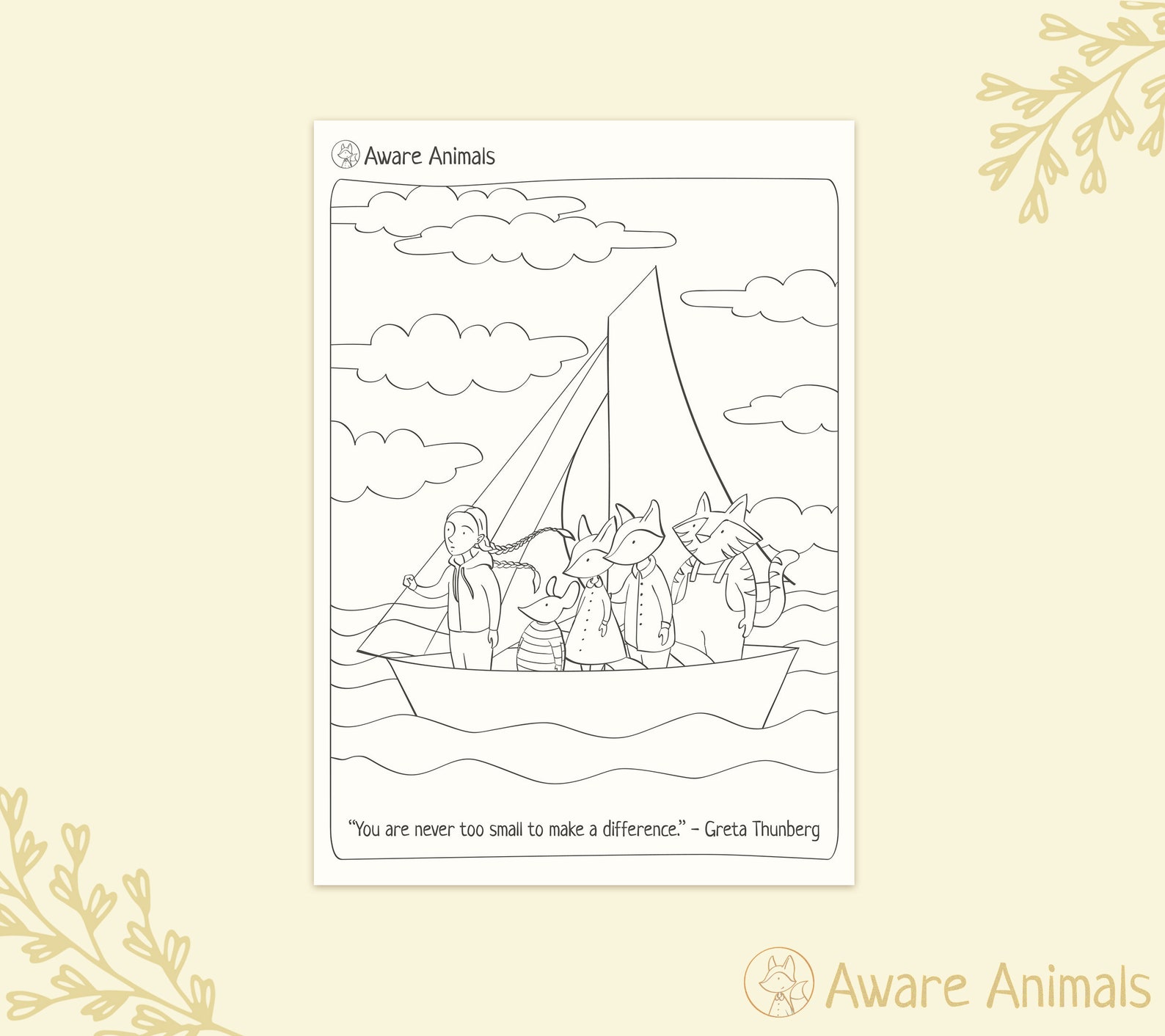 Printable Adult Coloring Page, Animals Illustration, Coloring Sheet ...