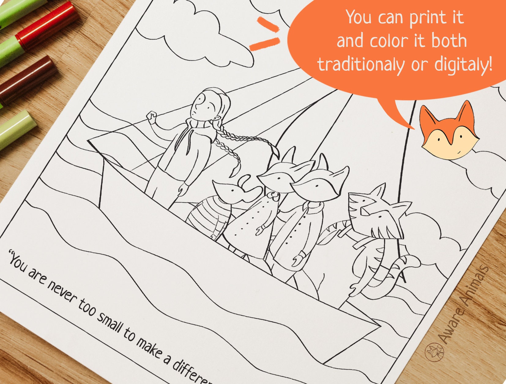 Printable Adult Coloring Page, Animals Illustration, Coloring Sheet ...