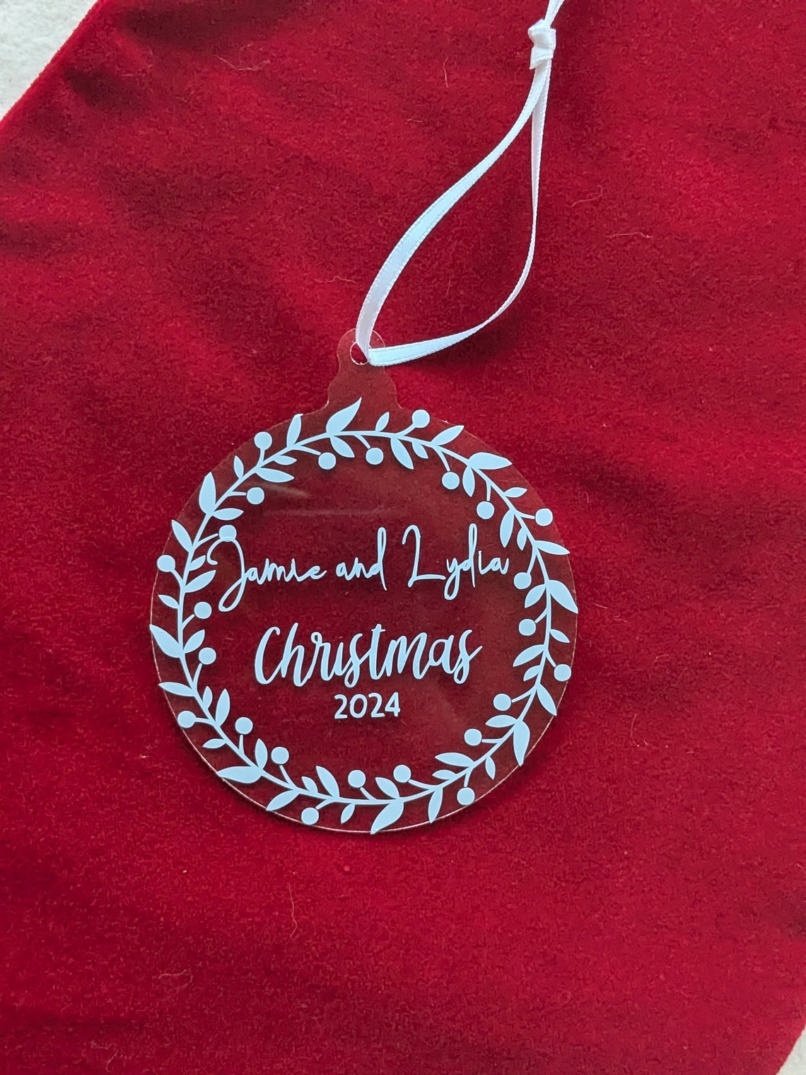 Personalised Acrylic Christmas Tree Decoration | Custom Name Bauble ...