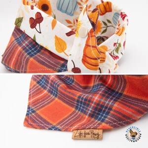 Personalized Fall Dog Bandana: Reversible Pumpkin Plaid, Embroidered ...