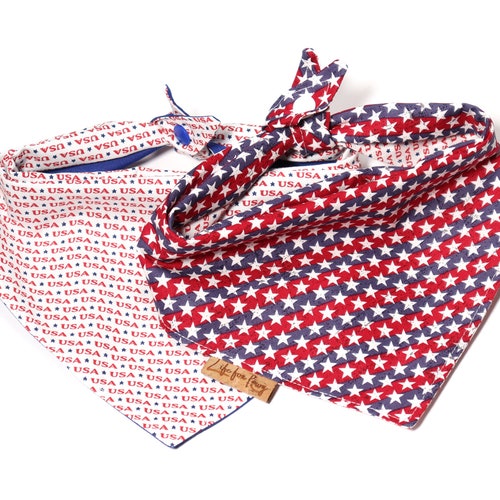 4th of July Dog Bandana Red White and Blue Stars Bandana - Etsy