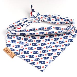 Patriotic USA Dog Bandana, Red White and Blue Dog Bandana, Personalized ...