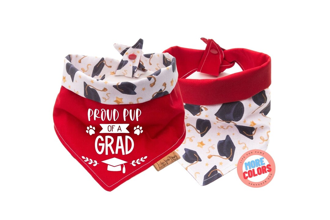 Reversible Dog Bandana - Proud Pup of A Grad - Tie & Snap -dog ...