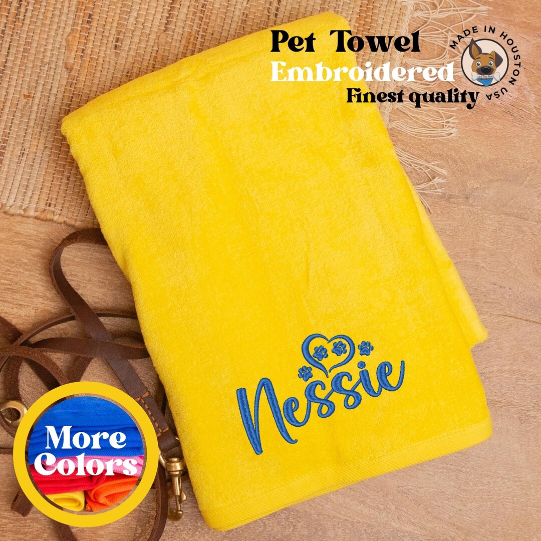 Custom Dog Towel With Embroidered Name, Super Soft & Quick Dry Cotton ...