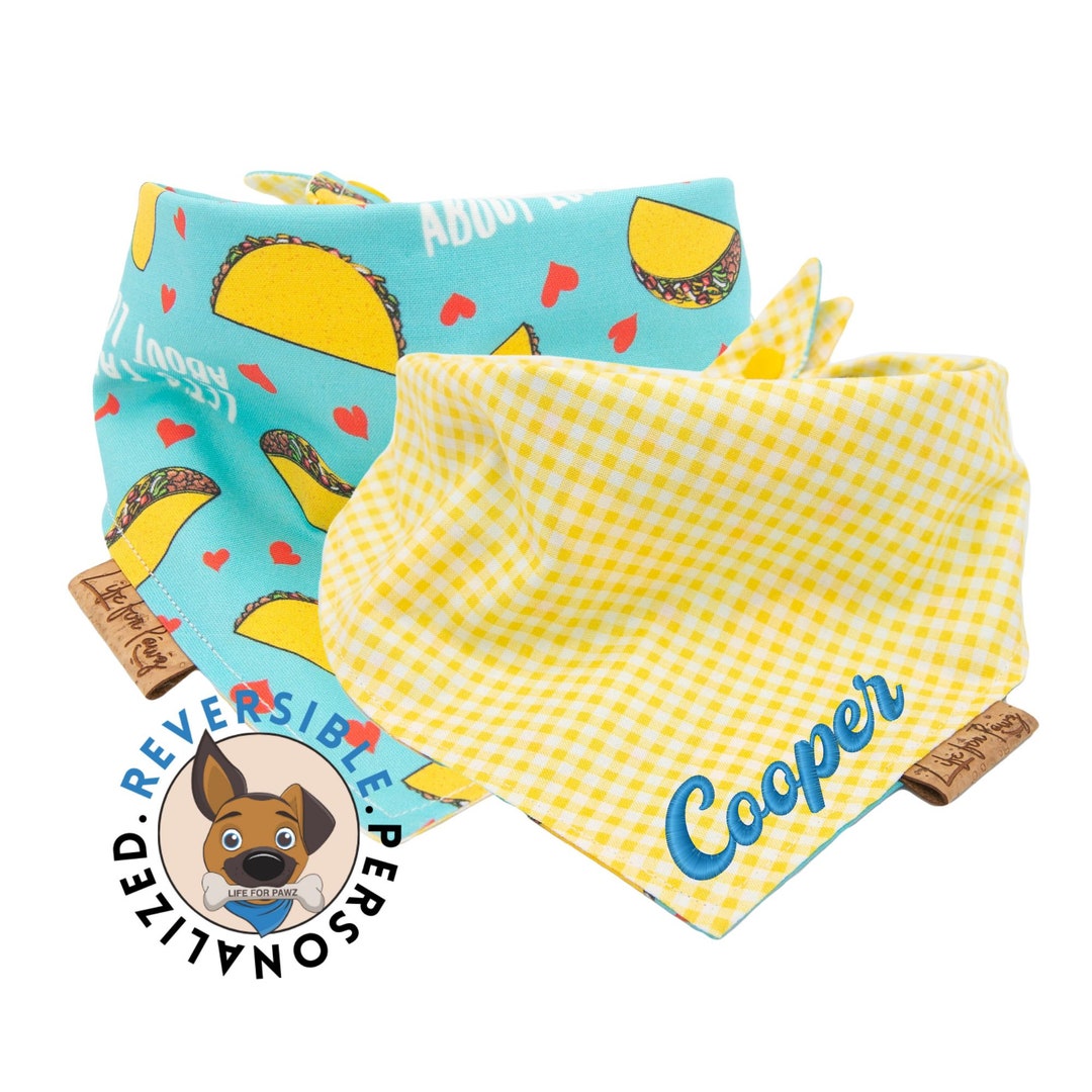 Valentine Dog Bandana Lets Taco About Love Reversible Tie & Snap Dog ...