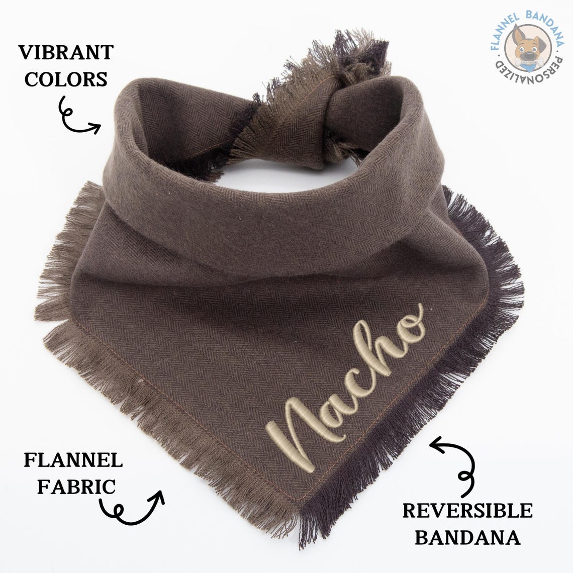 Personalized Dog Bandana: Embroidered Flannel Pet Scarf - Etsy