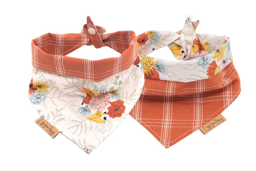 Fall Dog Bandana Pretty Flowers in Fall Colors, Reversible Bandana for ...