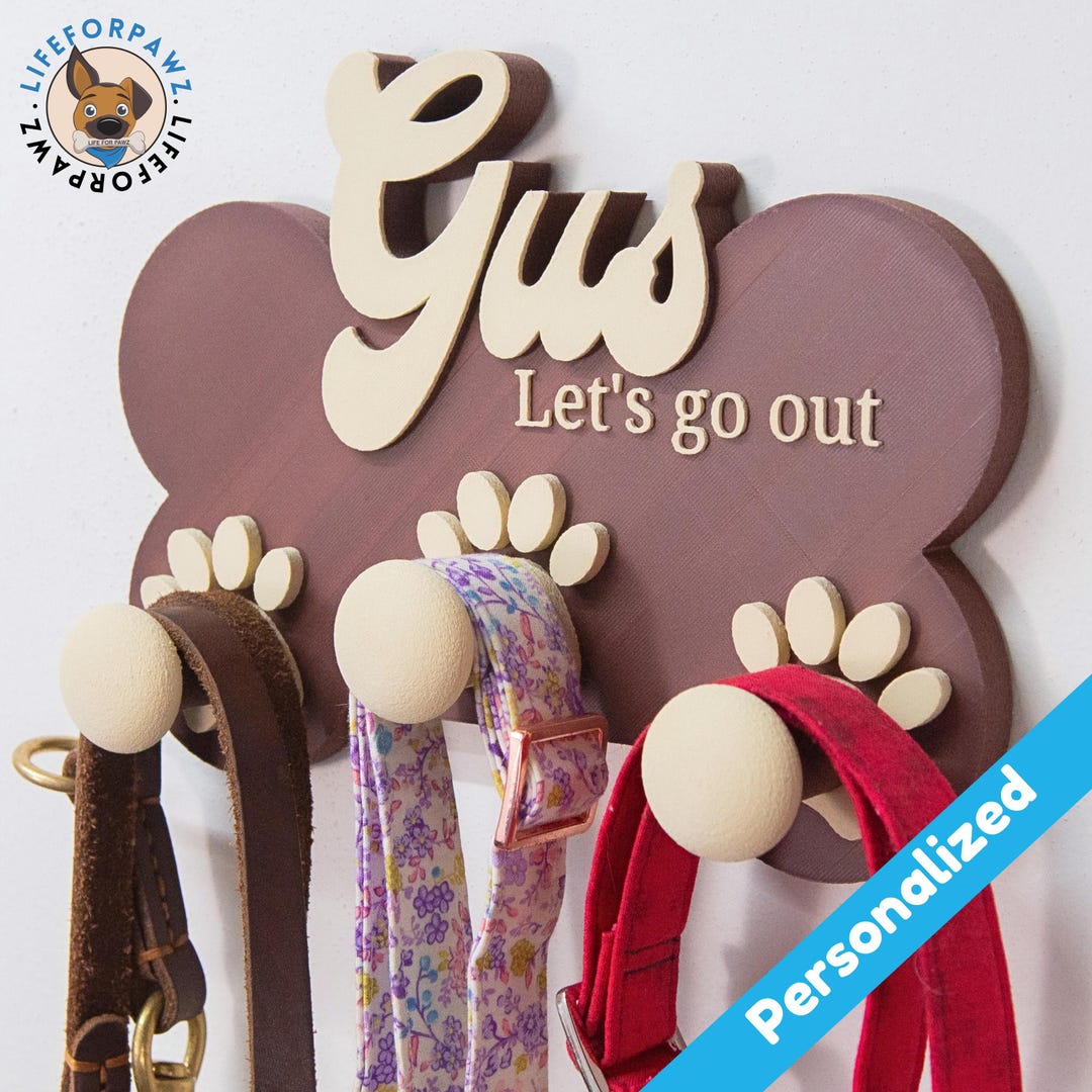 Personalized Dog Collar Holder, Custom Pet Accessory Organizer, Wall ...