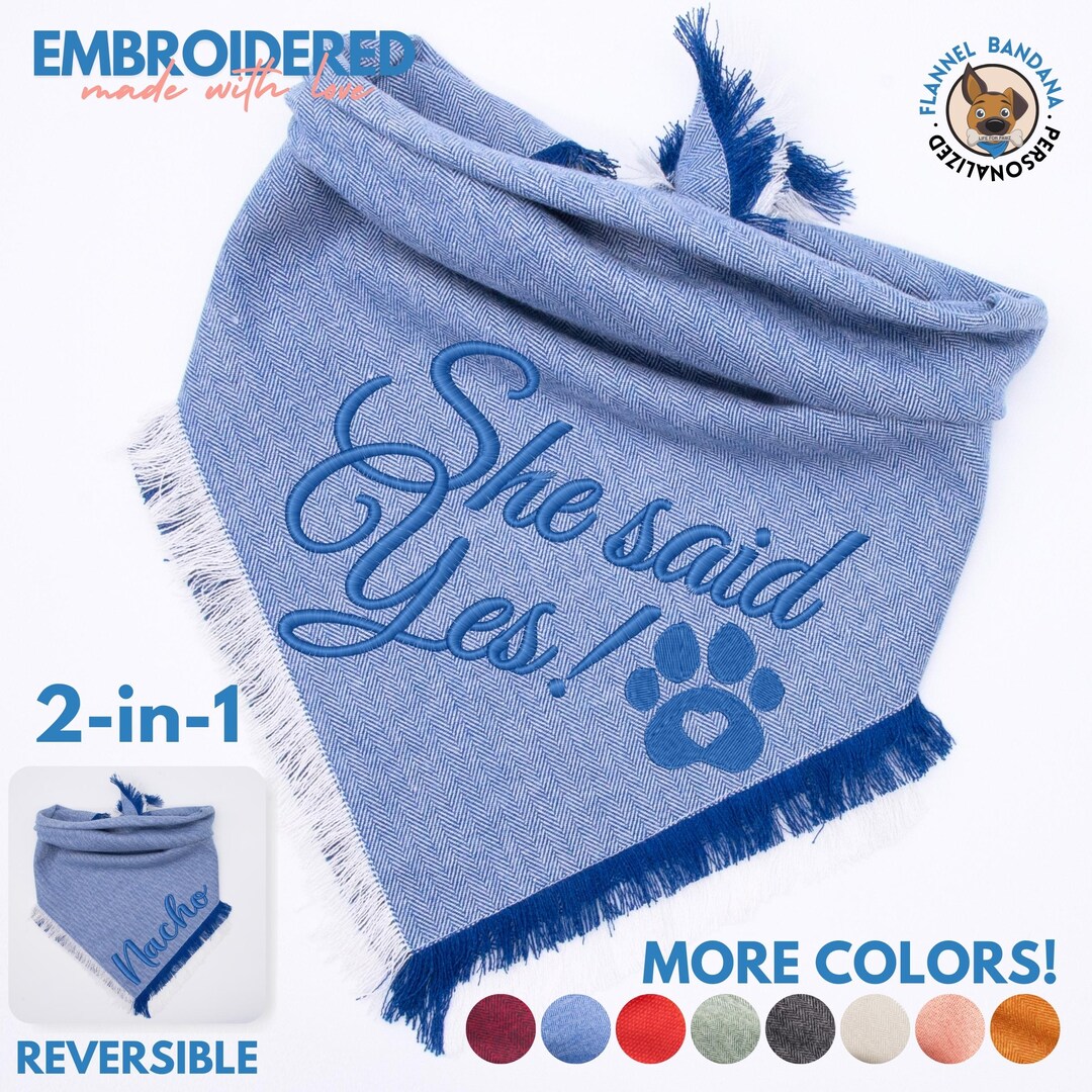 Personalized Wedding Proposal Reversible Dog Bandana, Custom Name ...