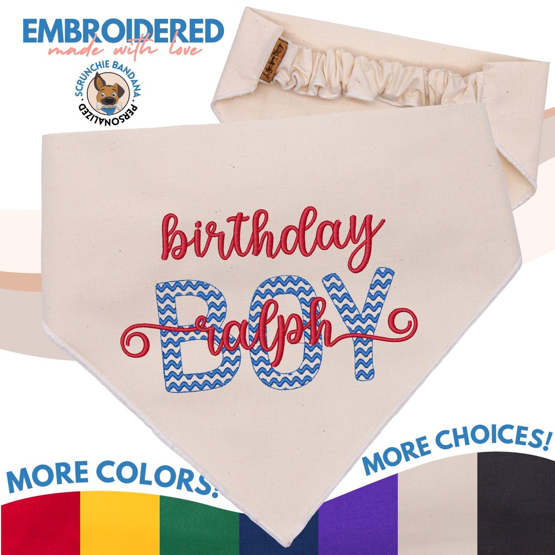 Custom Embroidered Birthday Girl Dog Bandana - 20 Thread Colors, 6 Font ...