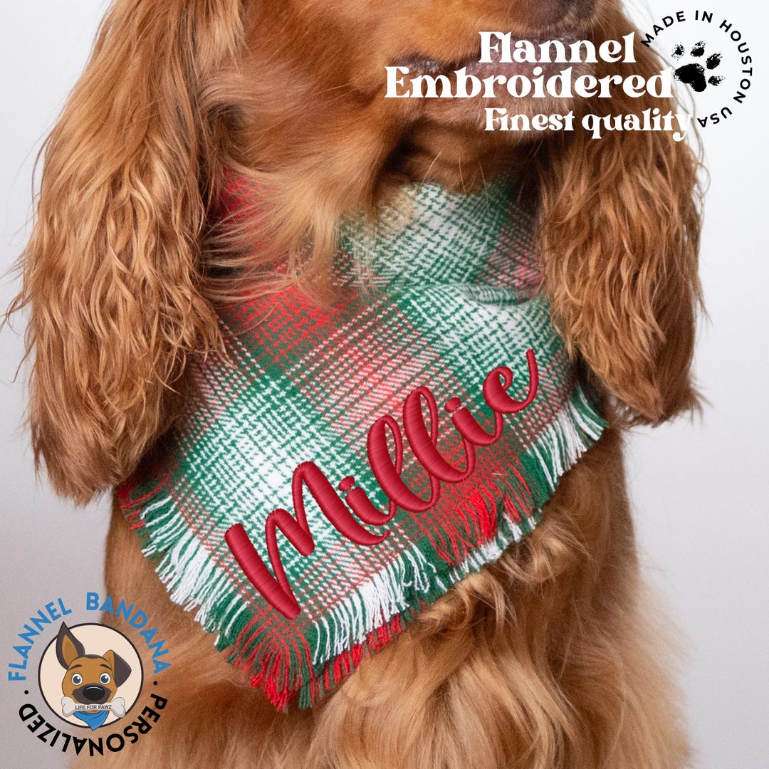 Christmas Reversible Dog Bandana With Name Embroidery, Personalized ...