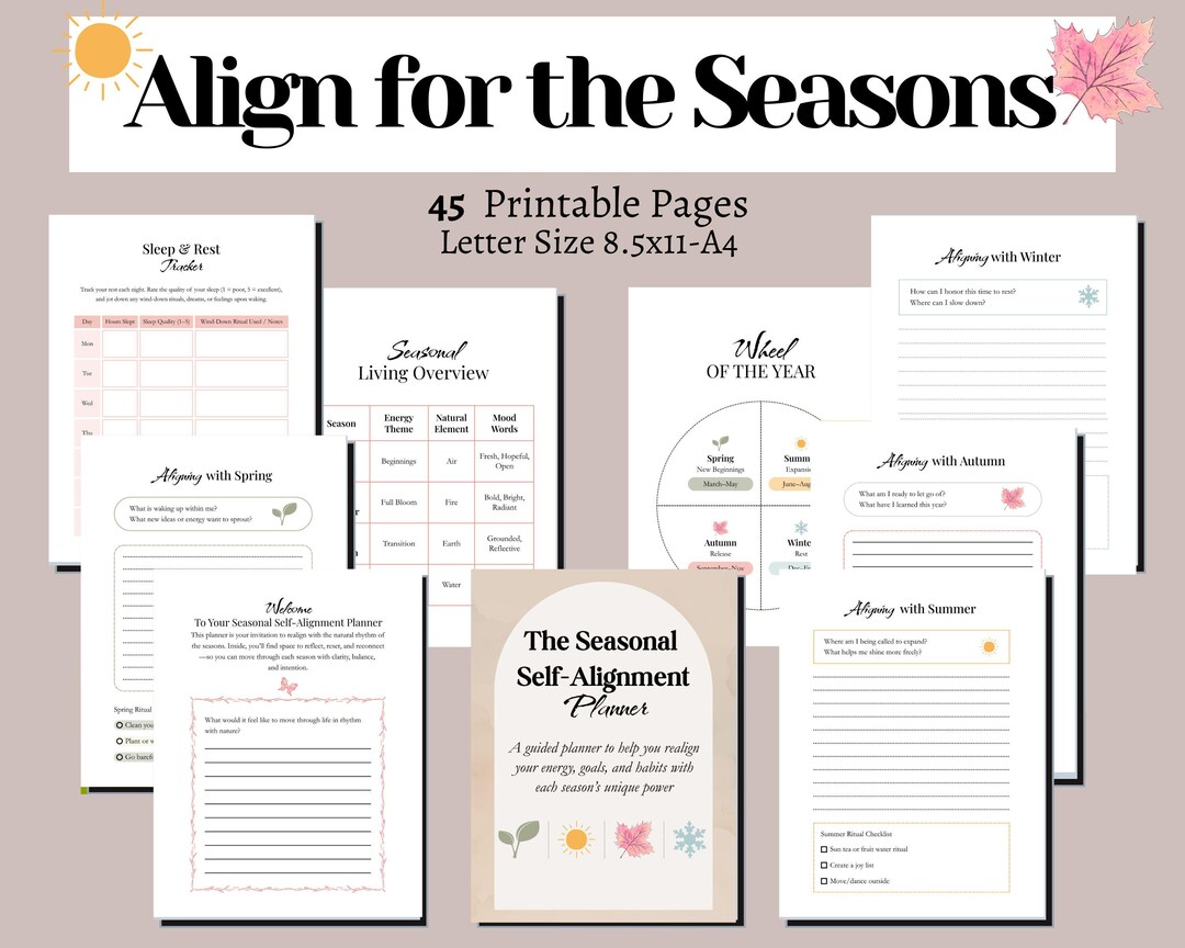 Seasonal Self Alignment Planner Printable | Guided Journal | Nature ...