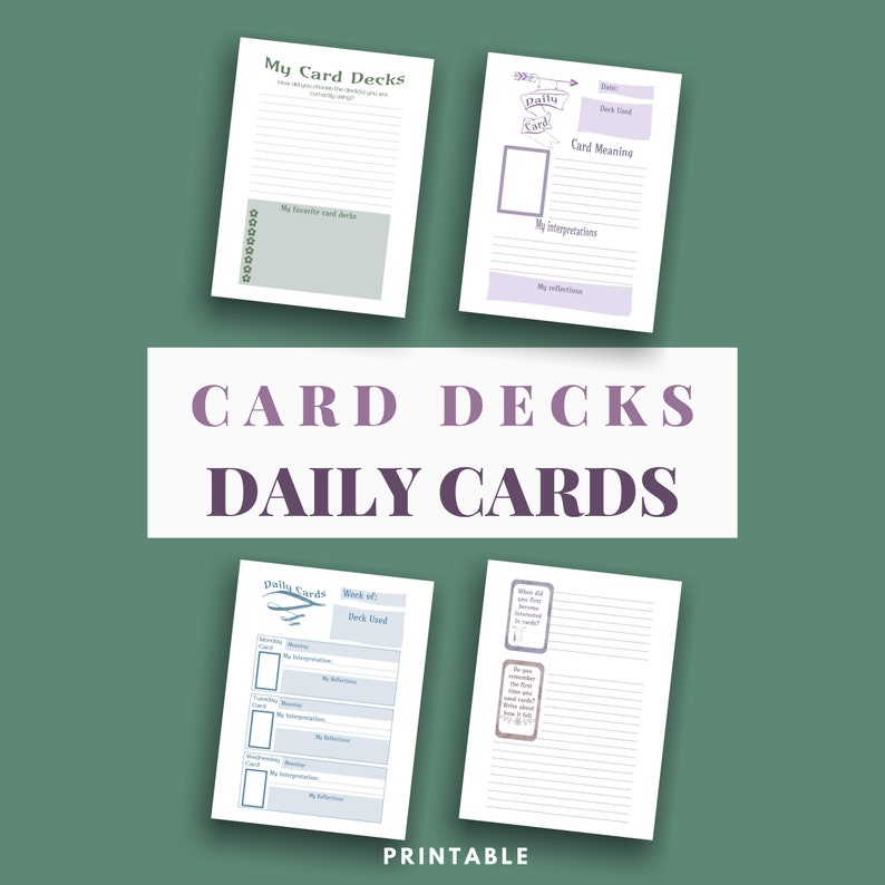 Oracle Cards Journal Printable PDF, Tarot & Oracle Reading Journal ...