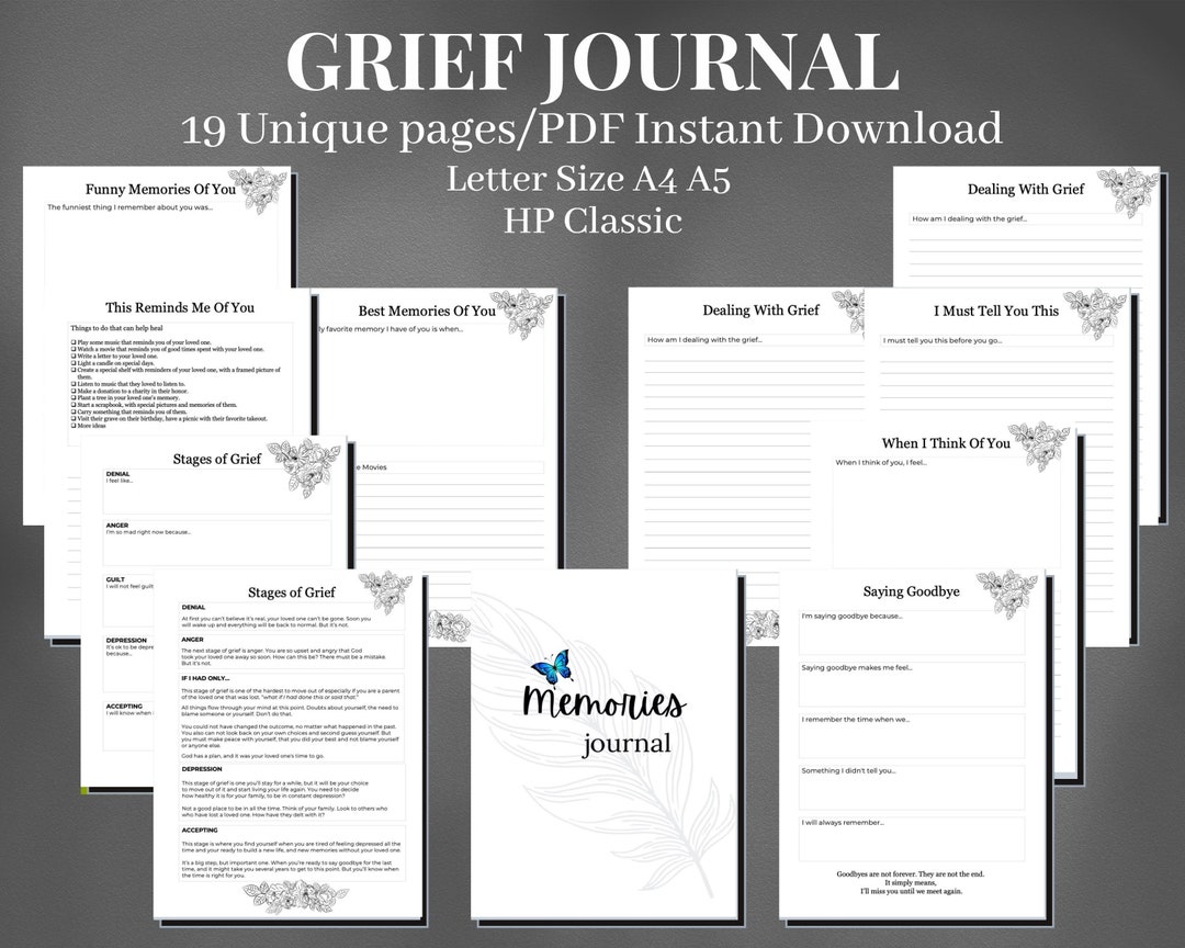 Grief Journal Healing Therapy Memory Keeper Stages of Grief - Etsy