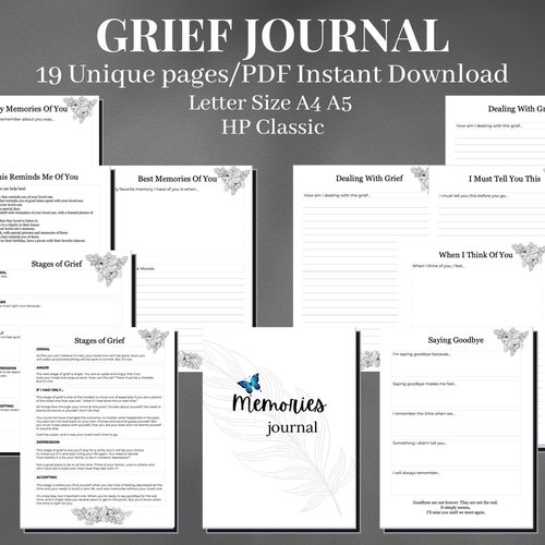 Grief Journal Healing Therapy Memory Keeper Stages of Grief - Etsy