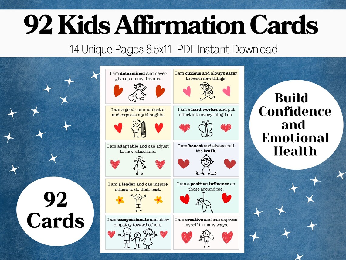 Positive Affirmation Cards for Kids, Affirmation Cards for Children ...