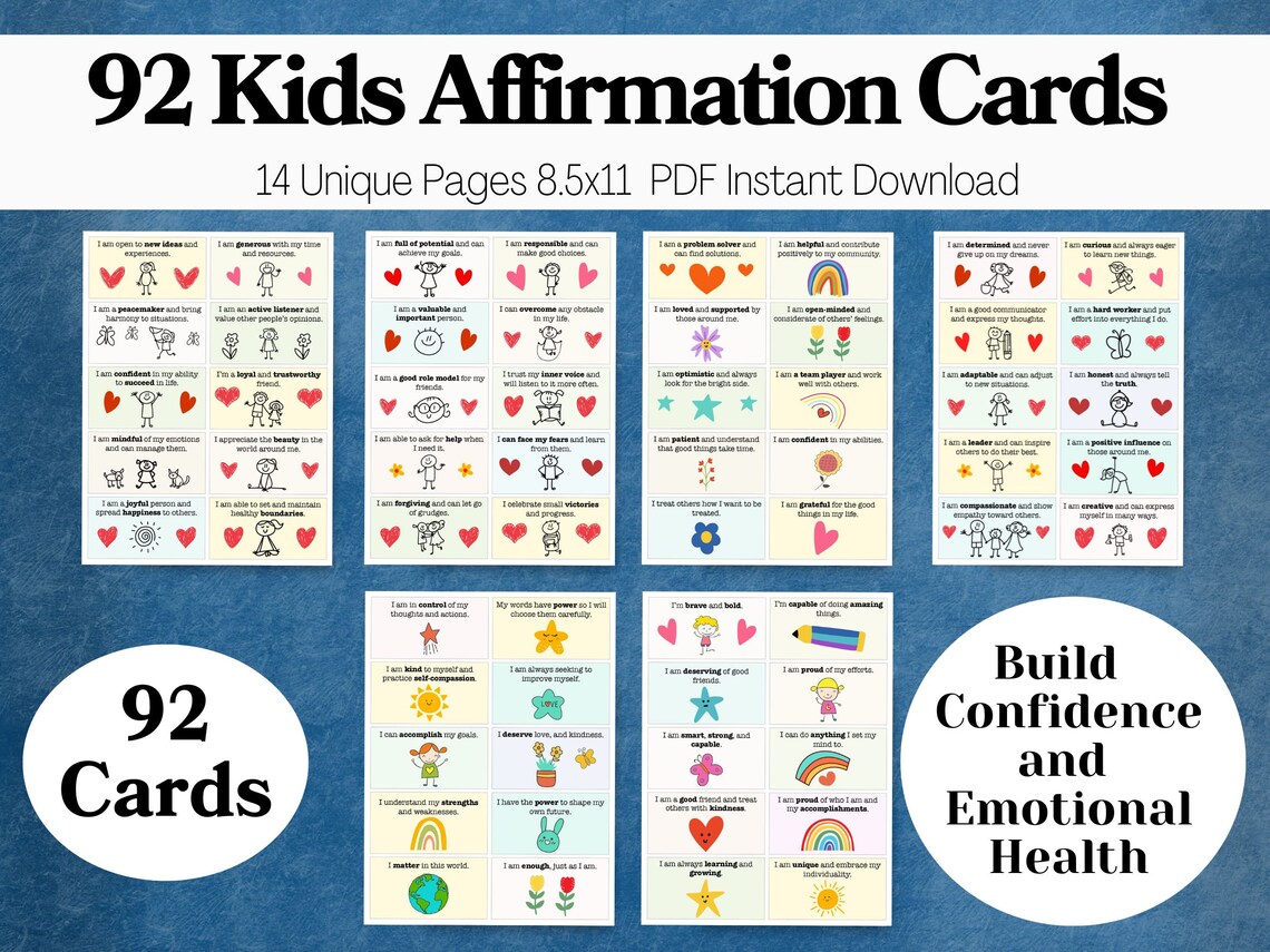 Positive Affirmation Cards for Kids, Affirmation Cards for Children ...