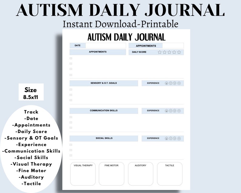 Autism Daily Log Printable, Autism Daily Tracker, Autism Log Book ...