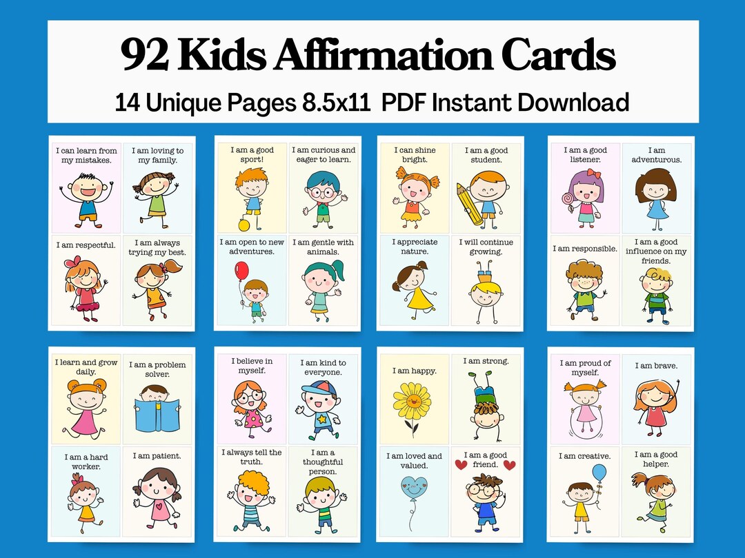 Positive Affirmation Cards Kids Printable, SEL Classroom Resource, Self ...