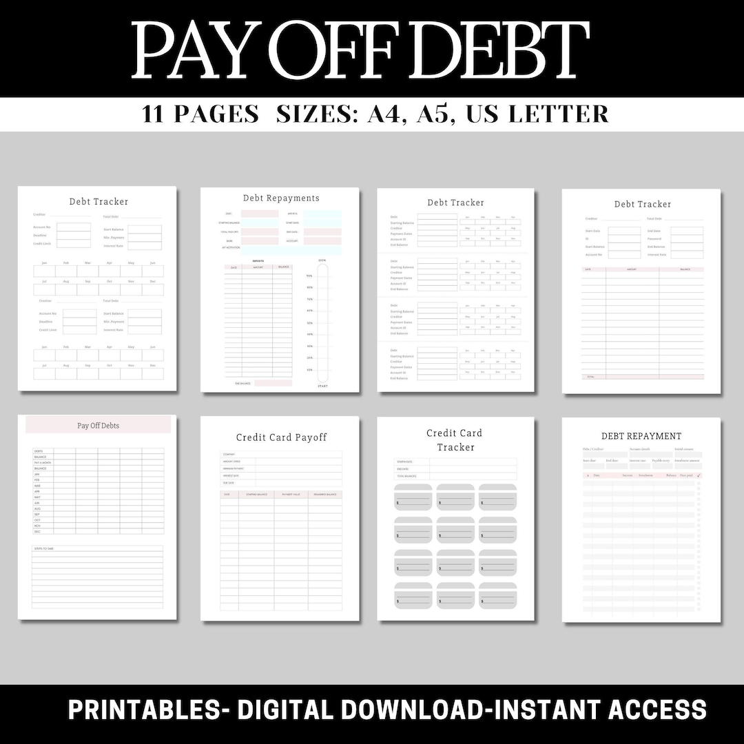 Debt Trackers, Debt Free, Payoff Chart, Bill Calendar, Finance Tracker ...