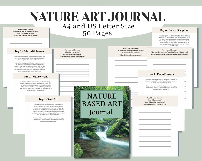 Nature Based Art Journal for Adults | Printable Mindfulness Journal ...