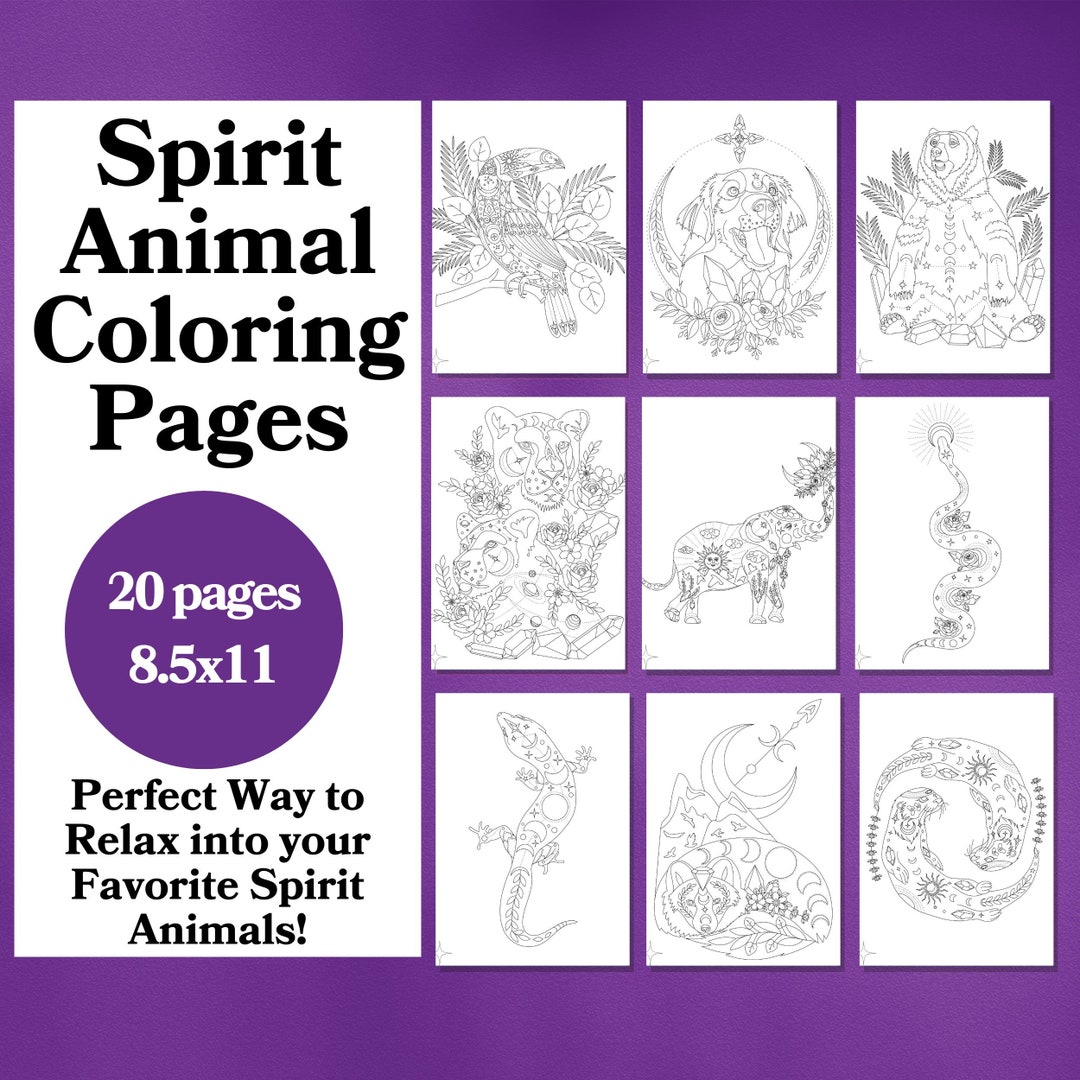 Spirit Animal Coloring Pages for Adults: Relaxing Printable Animals ...