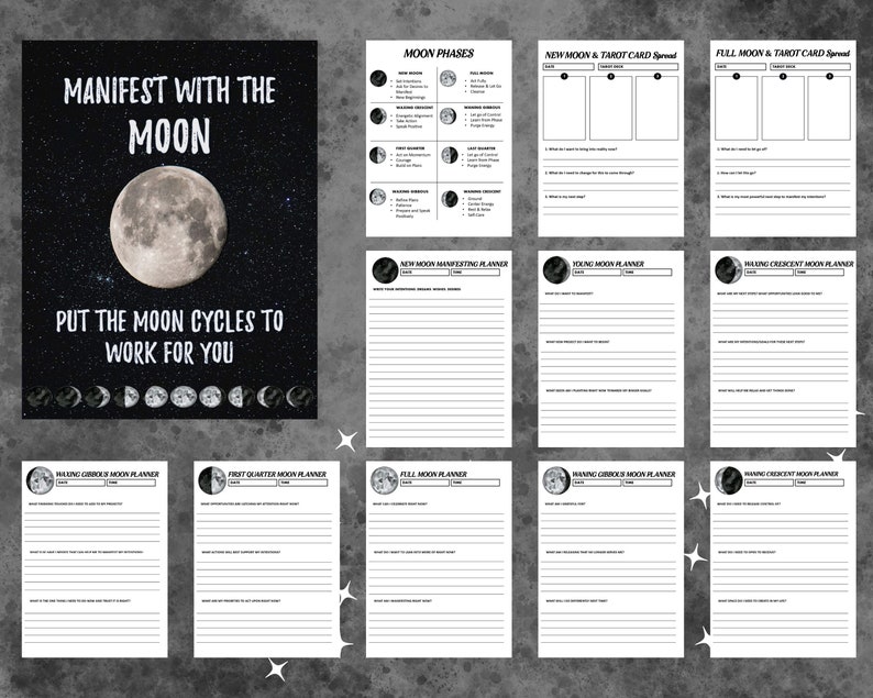 Moon Phase Journal, Moon Planner, Moon Phase, Manifestation Planner ...