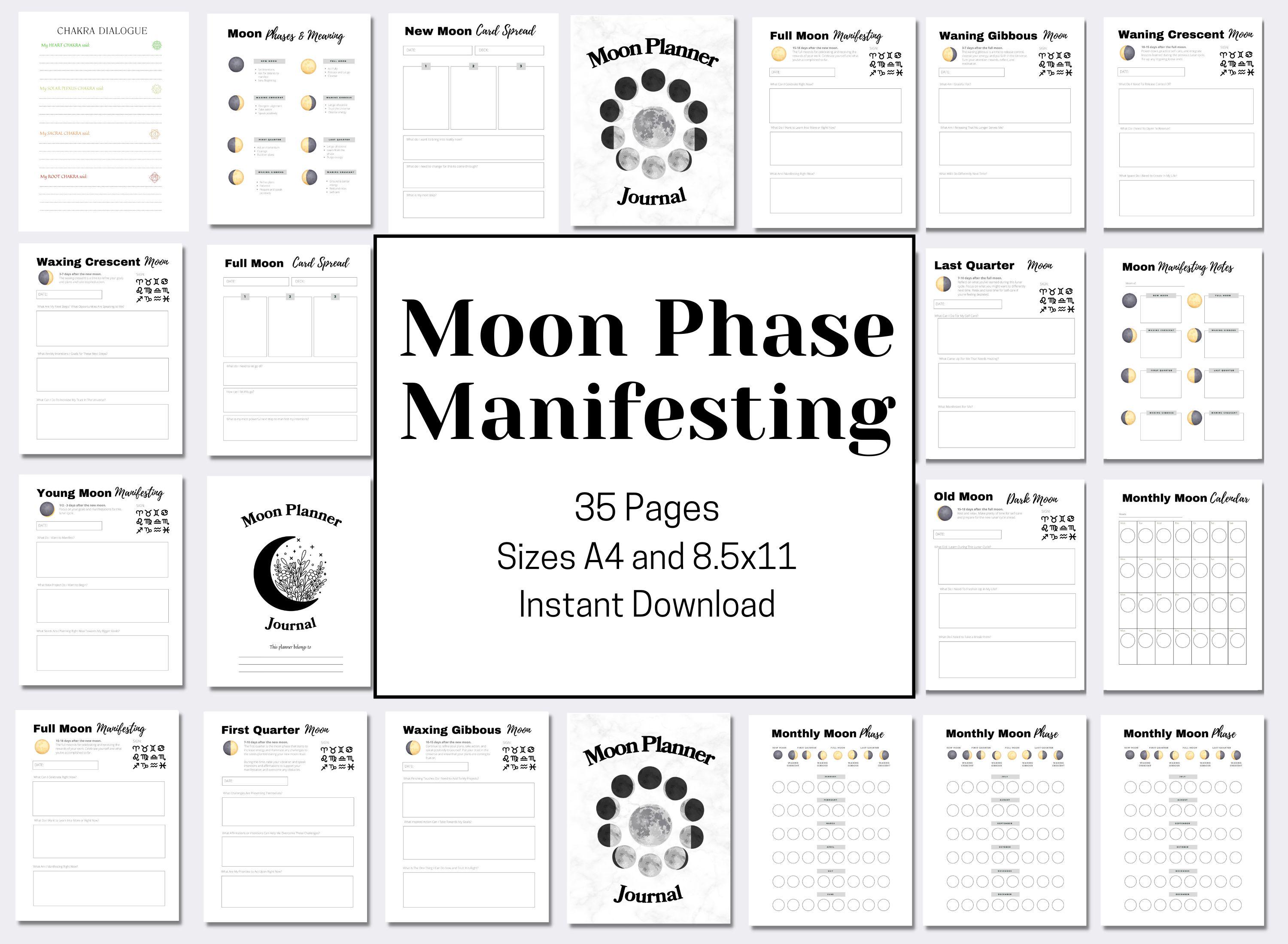 Moon Manifesting Planner, Moon Calendar, Lunar Phases, Astrology ...