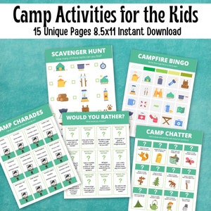 Camping Activities, Camp Kids, Scavenger Hunt, I SPY, Bingo, Charades ...