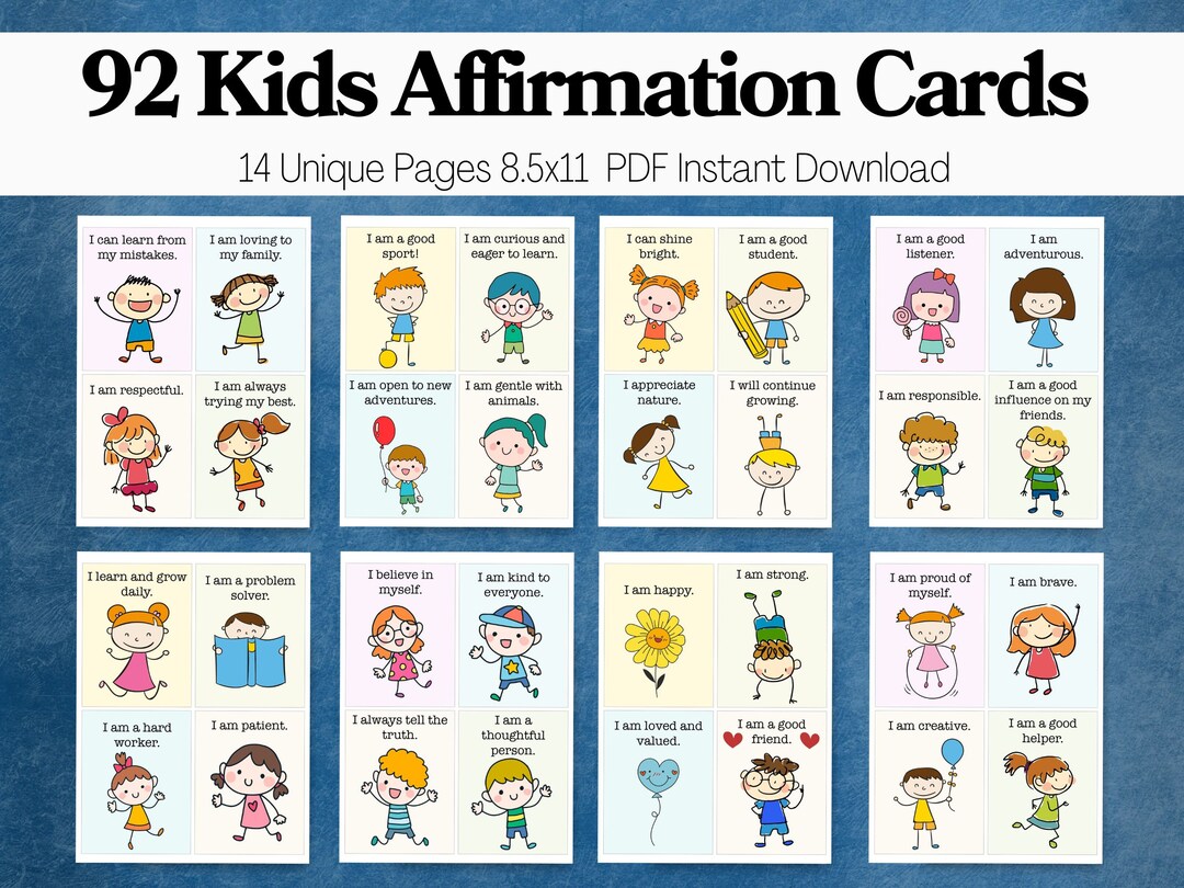 Positive Affirmation Cards for Kids, Affirmation Cards for Children ...