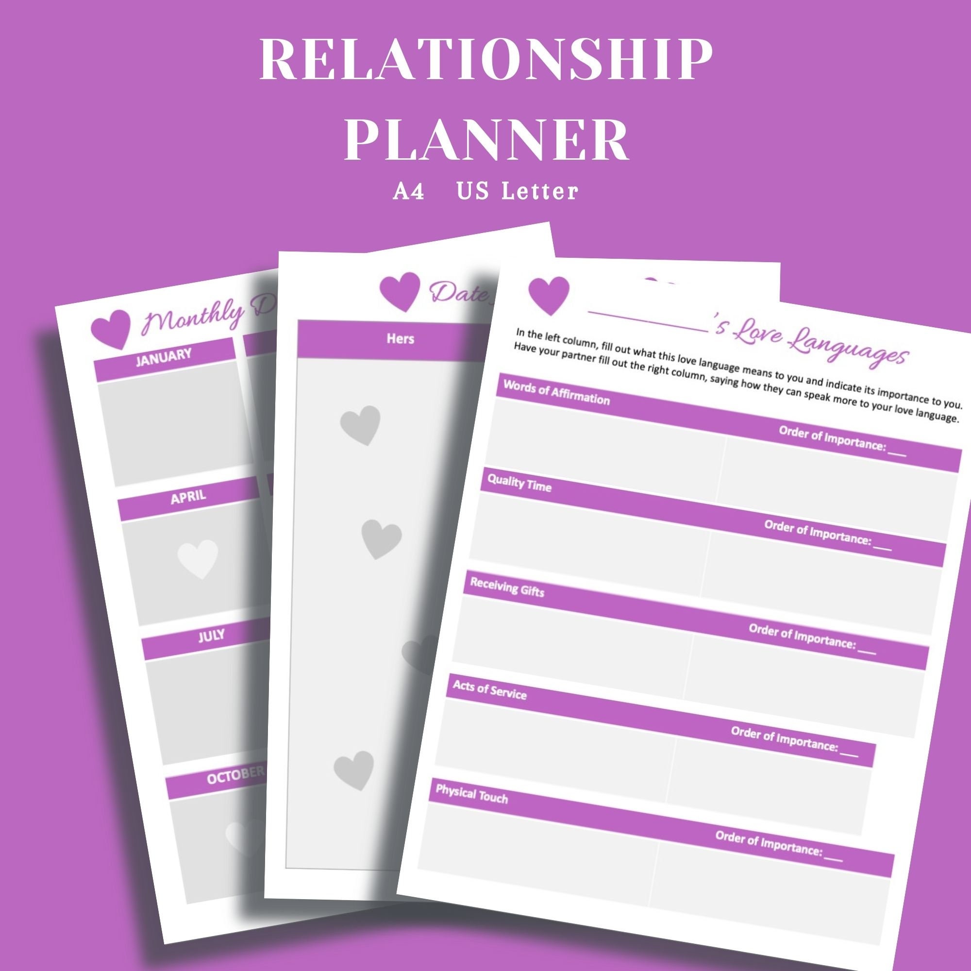 Relationship Planner, Date Night Planner, Anniversary Ideas, Couple ...