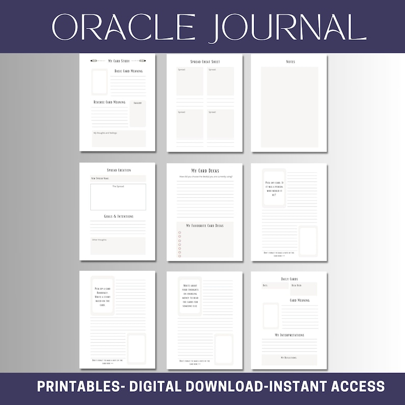 Oracle Journal PDF | Printable Oracle Card Journal & Reading Log ...