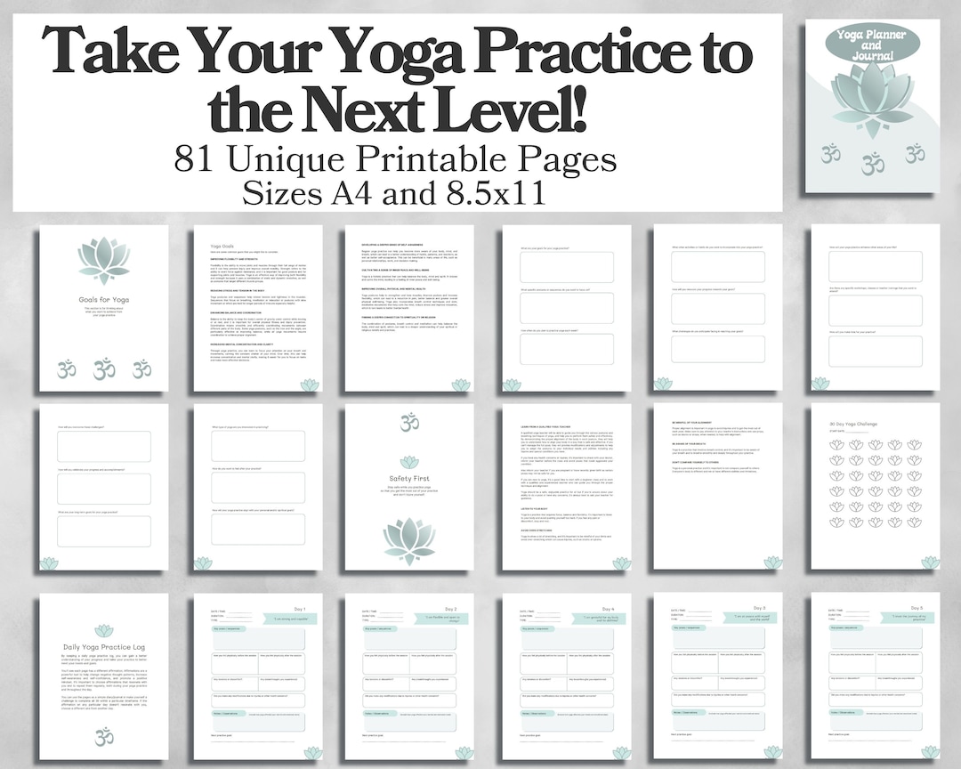 Yoga Journal, Yoga Planner, Yoga Goal Planner, Yoga Log Book, Self Care ...