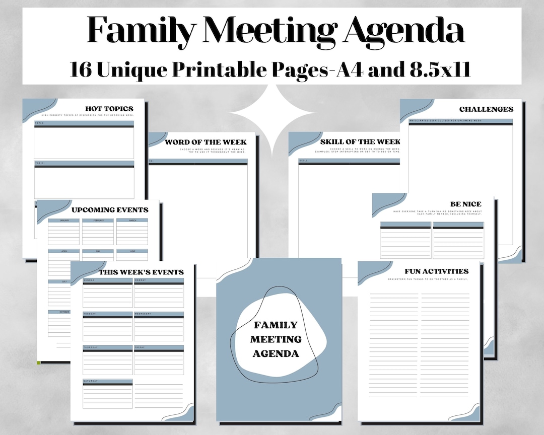 Family Planner, Family Meeting, Meeting Agenda, Family Organizer ...