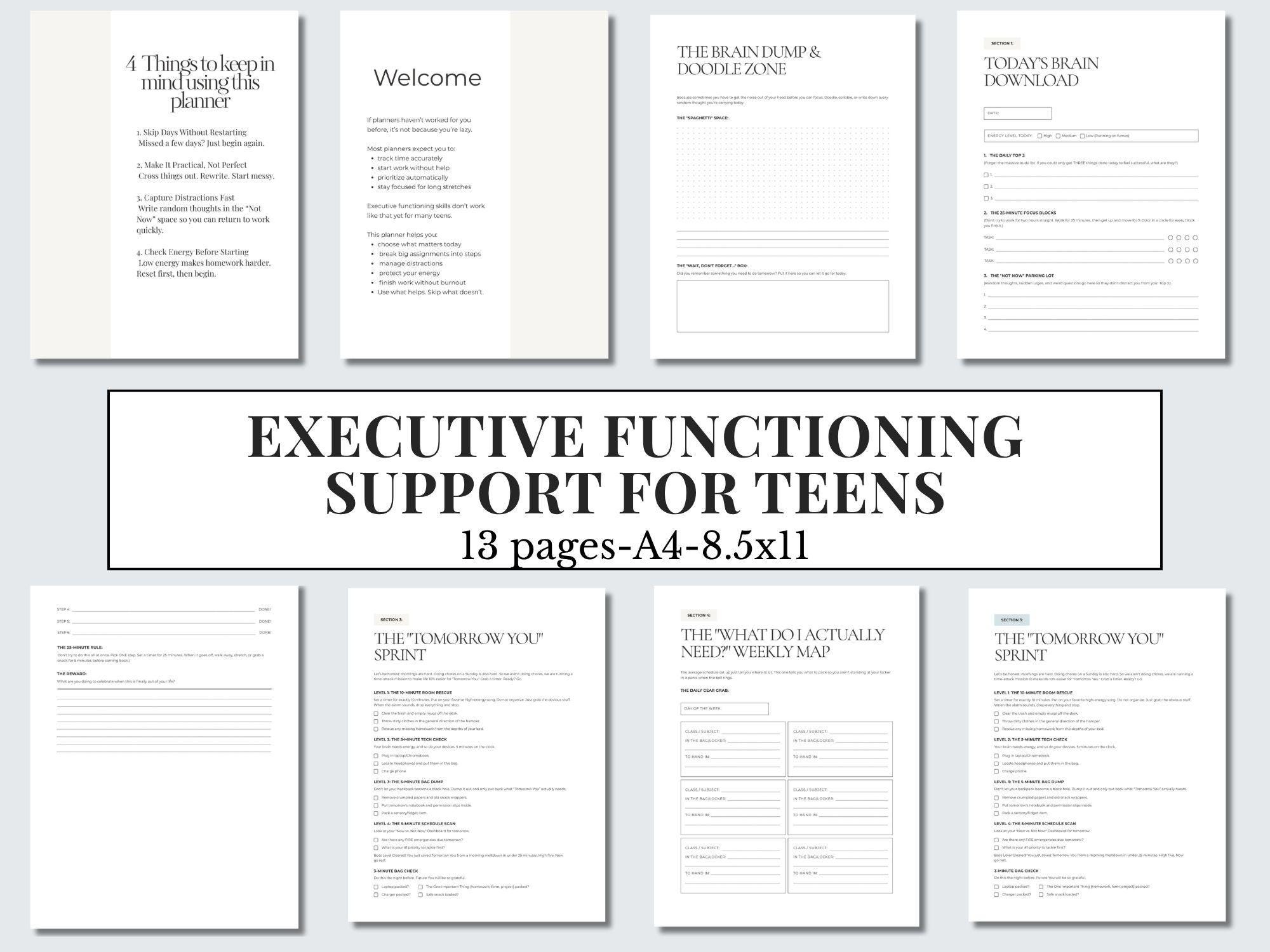 Executive Functioning Planner for Teens | ADHD Student Planner ...