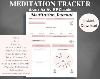 Meditation Tracker Printable | Etsy