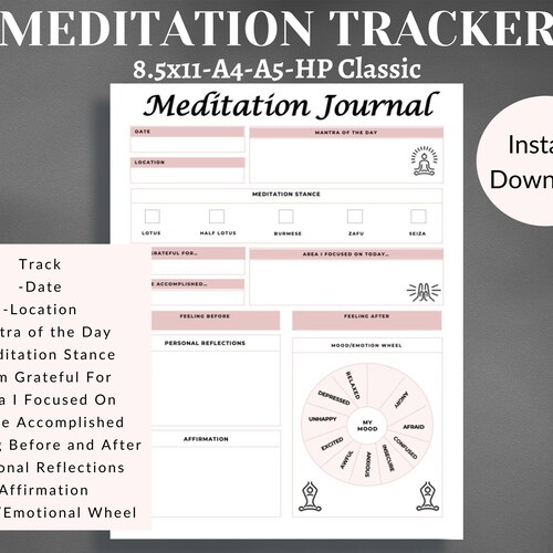 Meditation Journal Mindfulness Tracker Meditation Printable - Etsy UK Meditation Journal Mindfulness Tracker Meditation Printable - Etsy UK